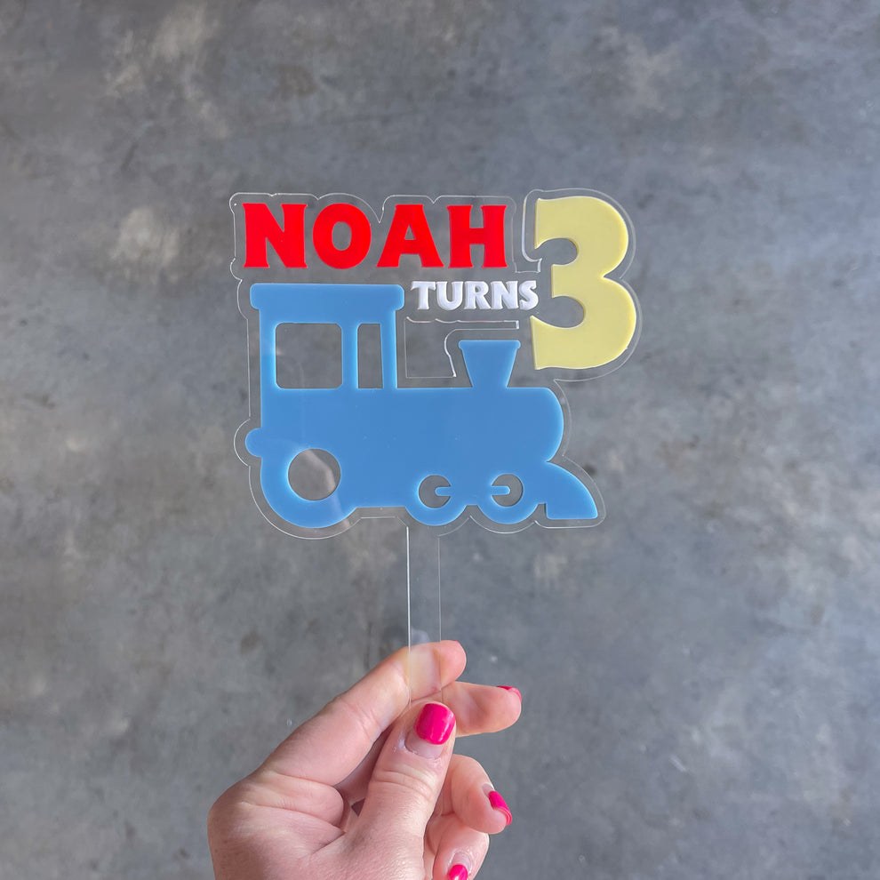 Train Personalised Cake Topper – Studio 26 Laser Designs