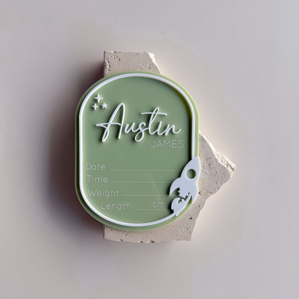 Oval Rocketship Border Birth Announcement & Information – Studio 26 ...